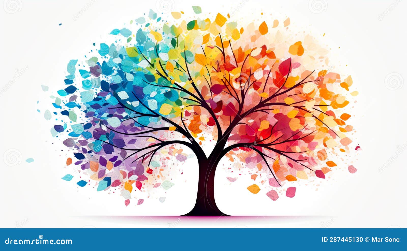 Illustrations Image of a Tree with Colorful Generate AI Stock Photo ...