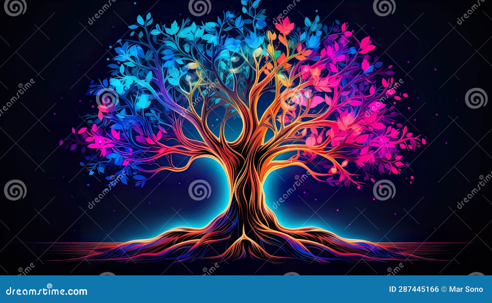 Illustrations Image of a Tree with Colorful Generate AI Stock Photo ...