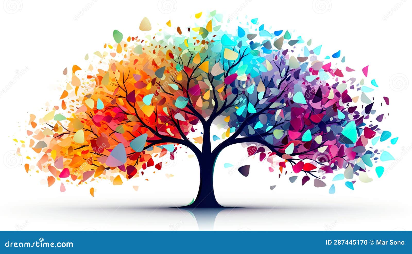 Illustrations Image of a Tree with Colorful Generate AI Stock Photo ...