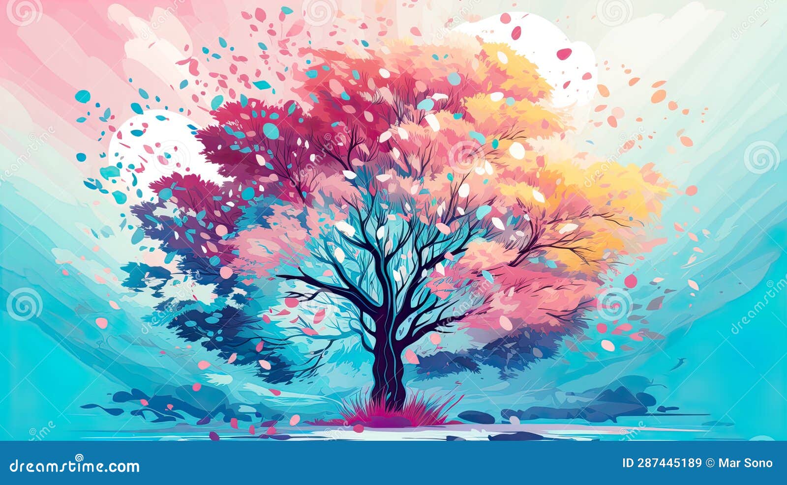 Illustrations Image of a Tree with Colorful Generate AI Stock Image ...