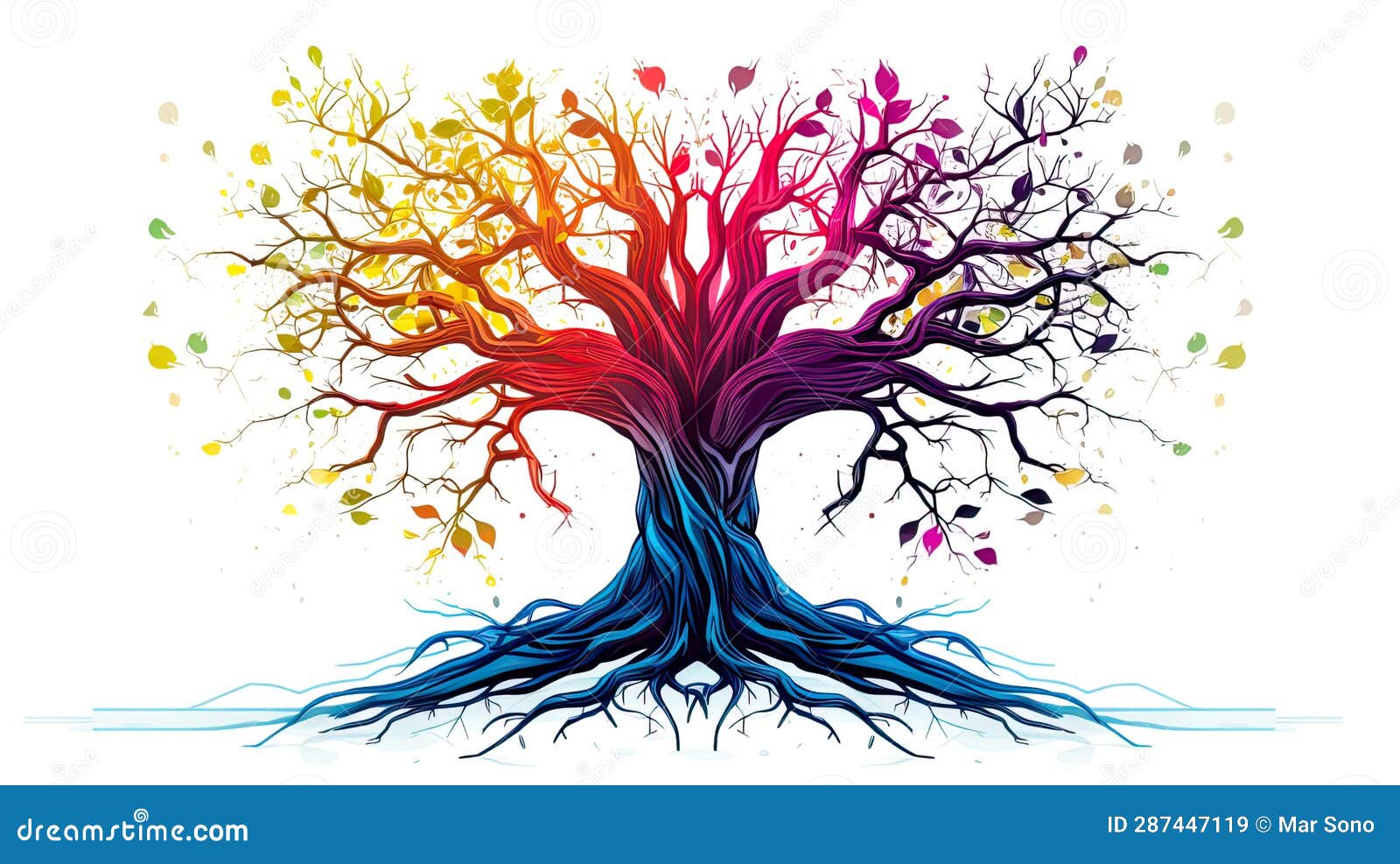 Illustrations Image of a Tree with Colorful Generate AI Stock Image ...