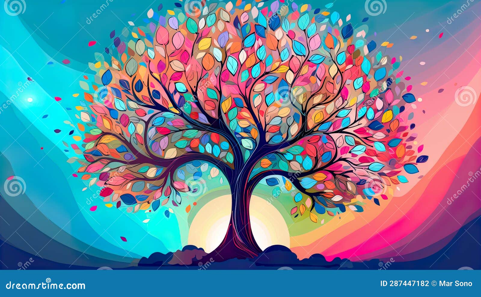 Illustrations Image of a Tree with Colorful Generate AI Stock Photo ...