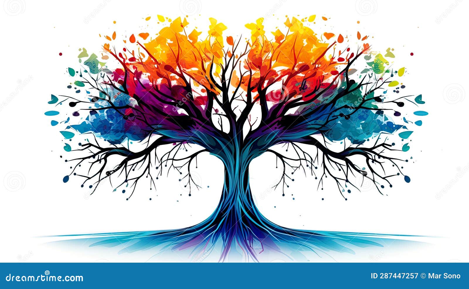 Illustrations Image of a Tree with Colorful Generate AI Stock Image ...