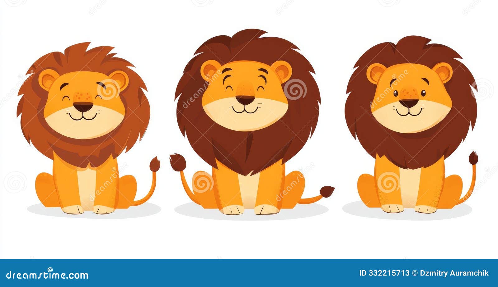 Illustrations of Lions in 2D on Transparent Backgrounds Stock Image ...