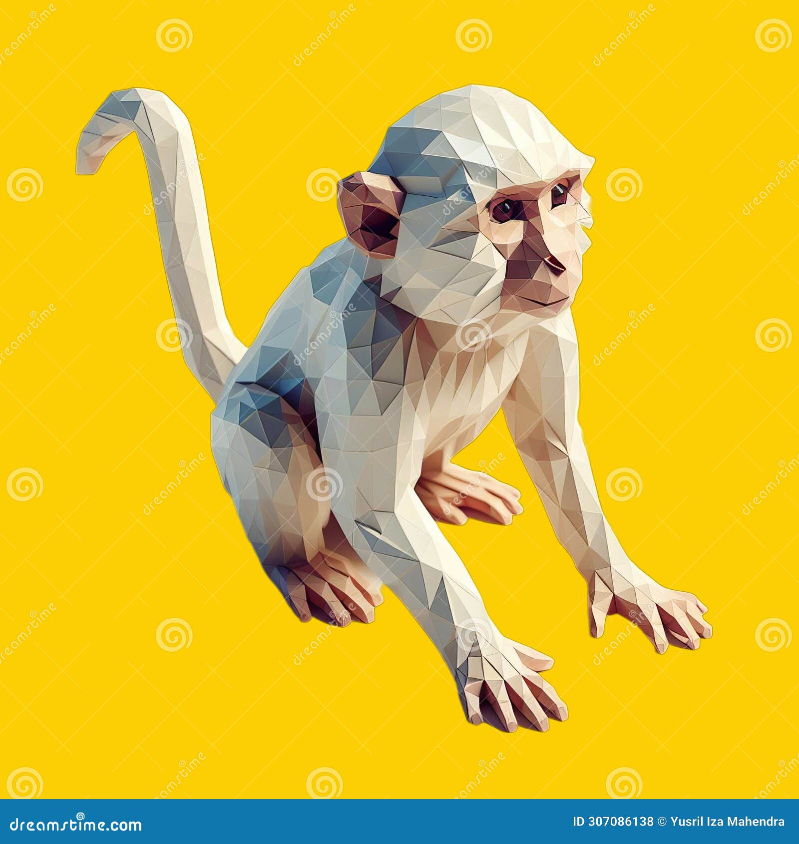 3D Rendering of a Monkey Low Polygon Isolated Stock Illustration ...