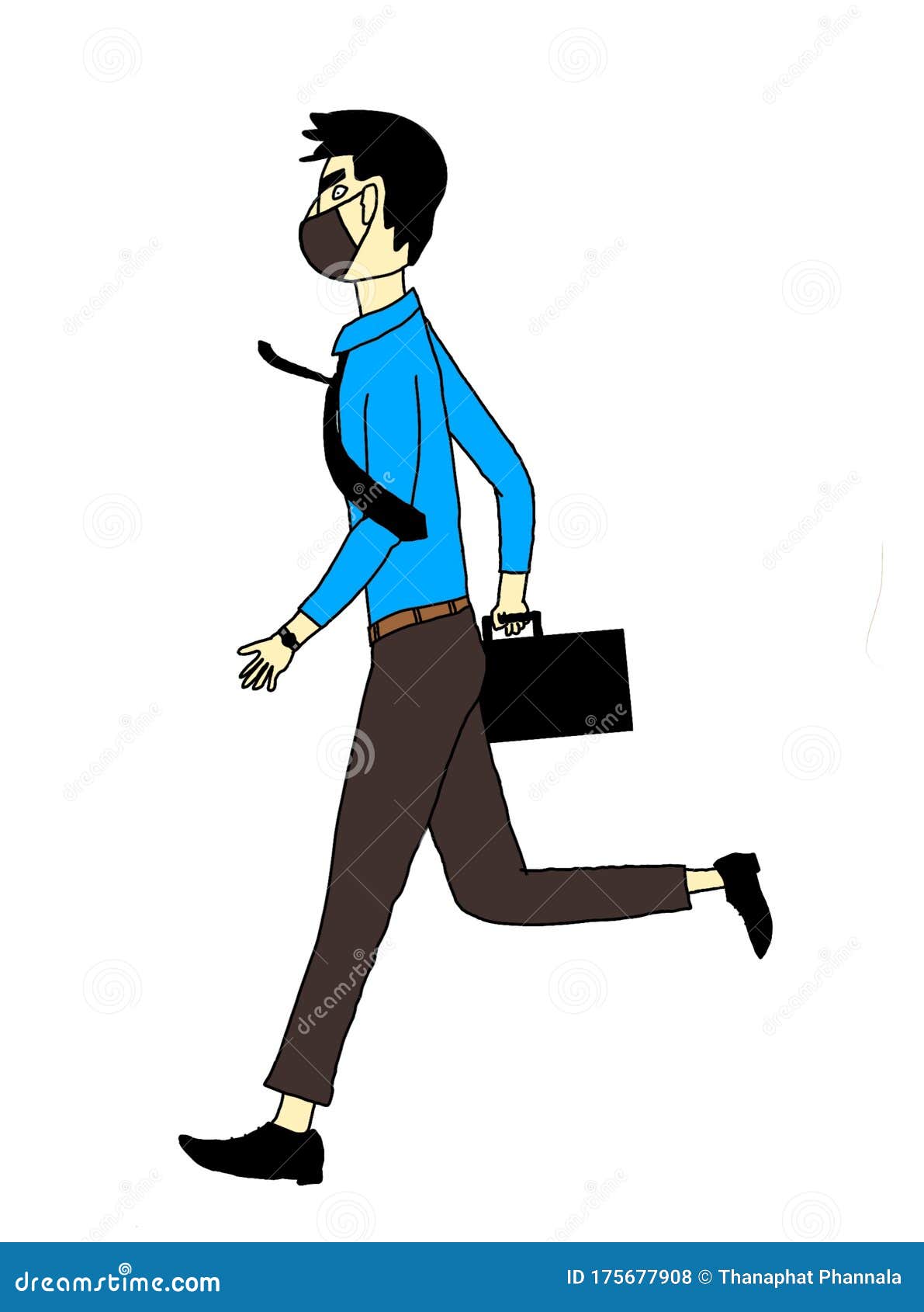 Illustrations of Masked Men Going To Work Rushing in Haste Stock ...