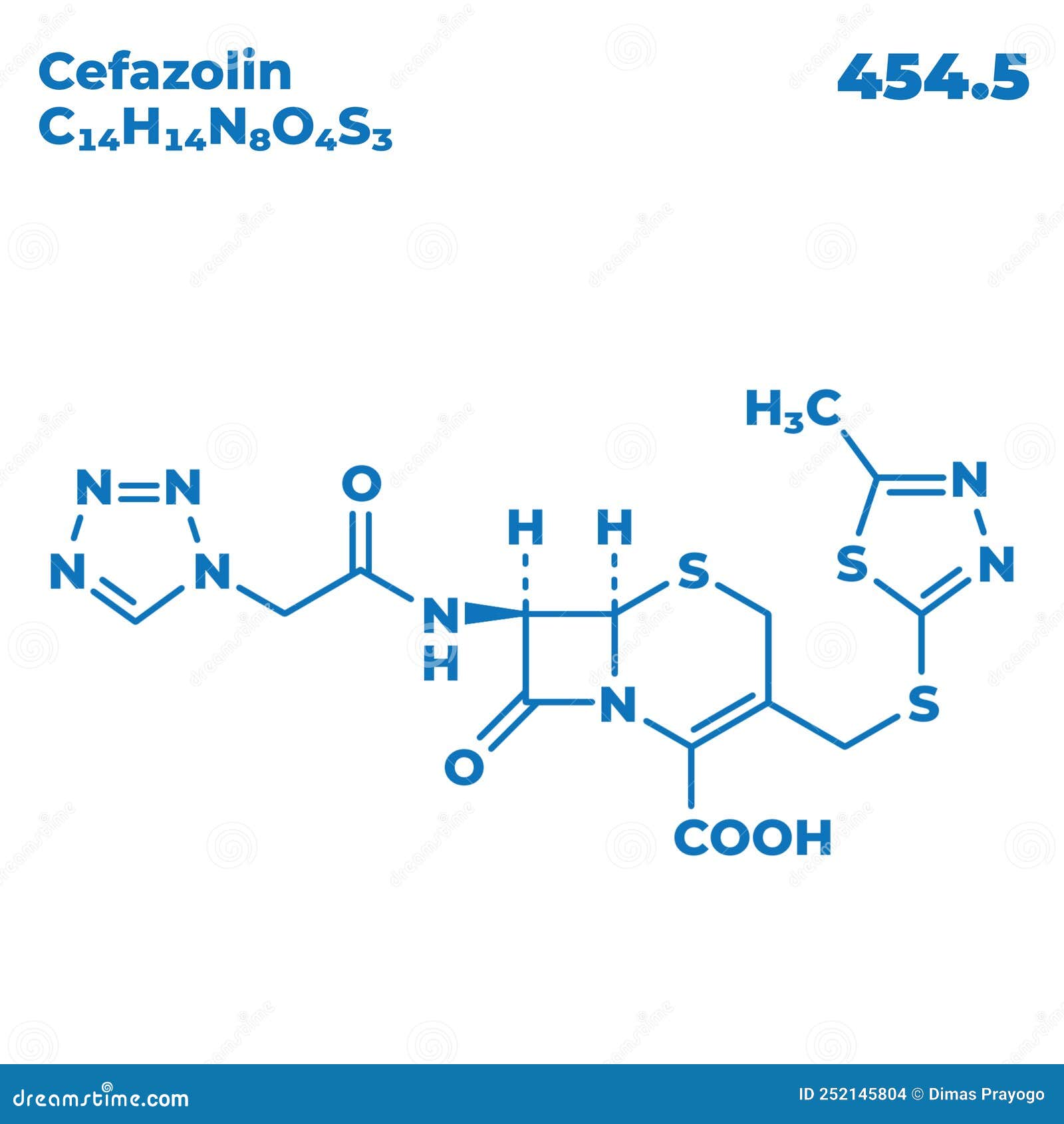 Cefazolin Antibiotic Drug Molecule Cephalosporin, First Generation ...