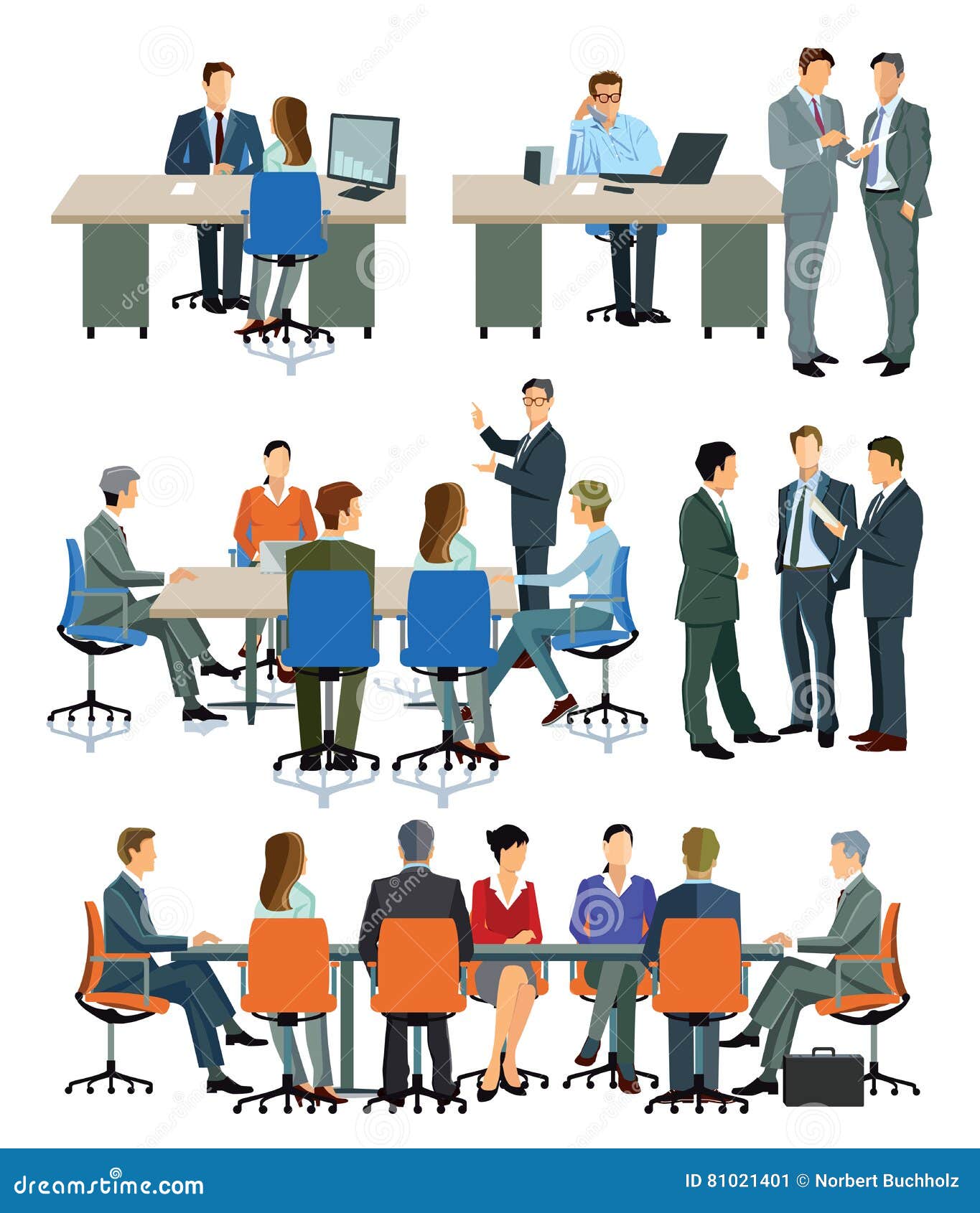 Illustrations of Office Meetings and Presentations Stock Vector ...