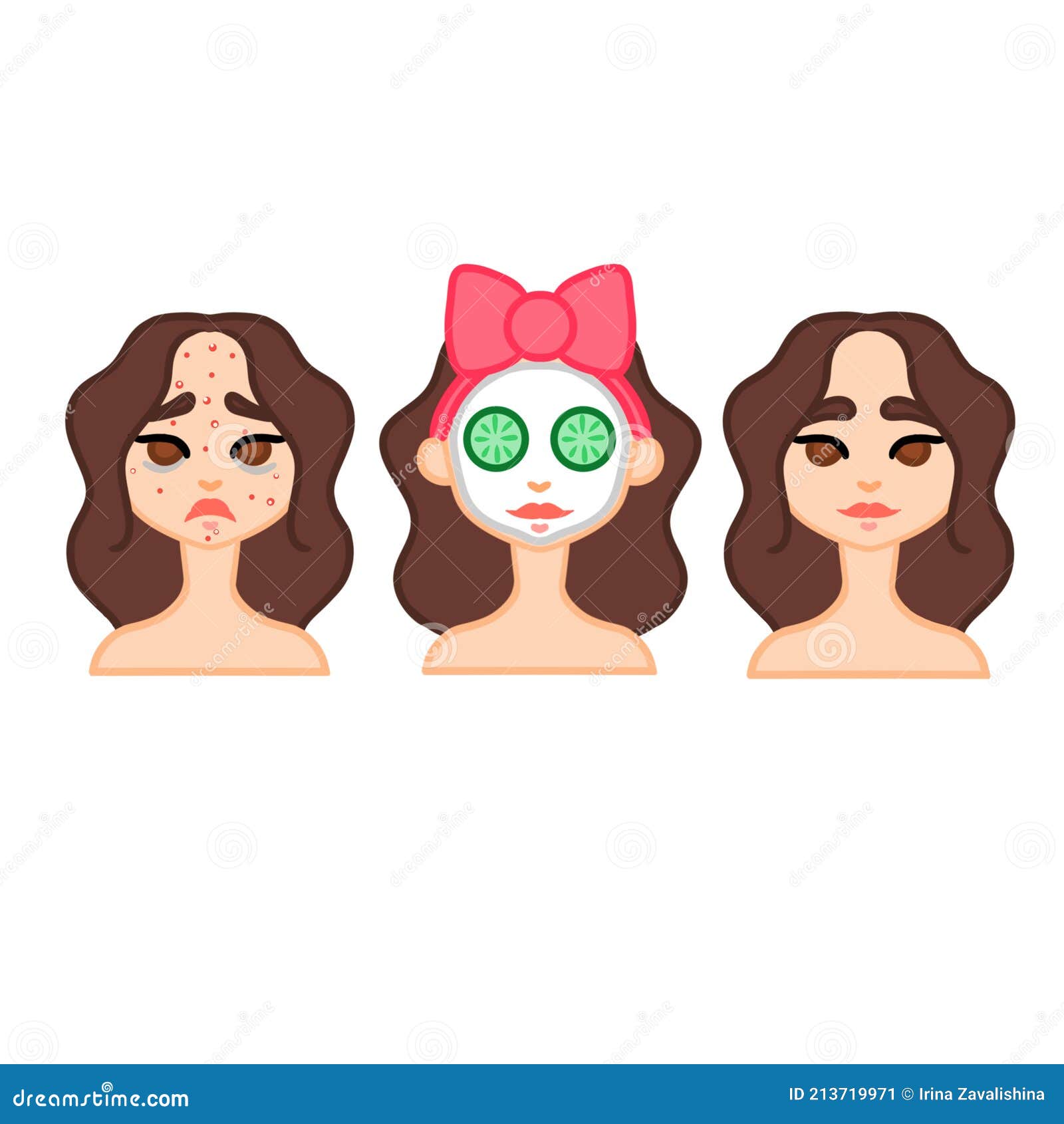 Illustrations of One of the Stages of Skin Care Isolation on White ...