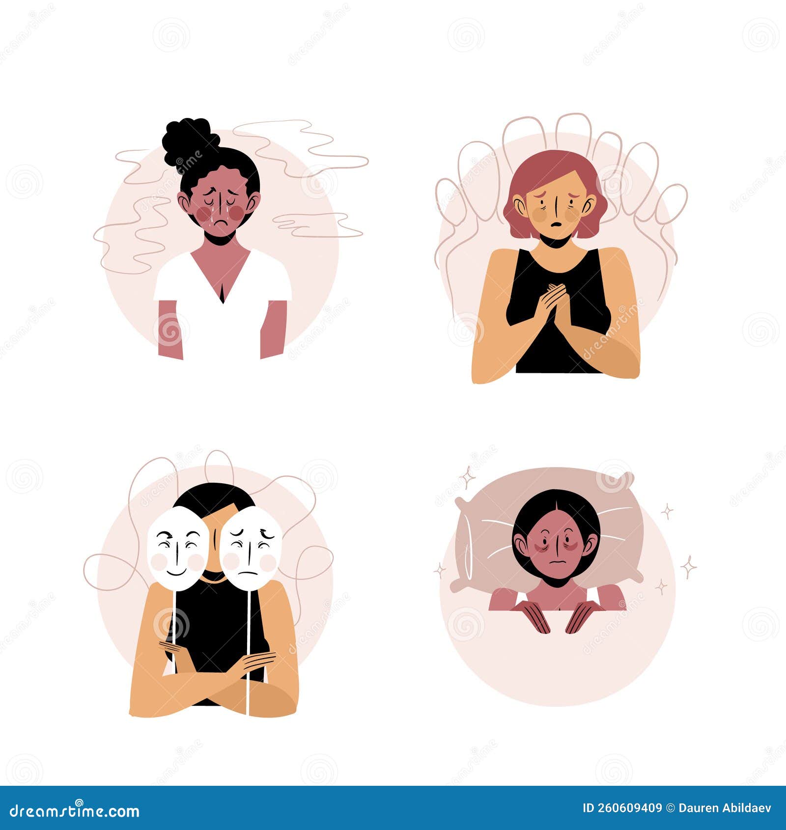 Illustrations People with Mental Health Problems Vector Illustration ...