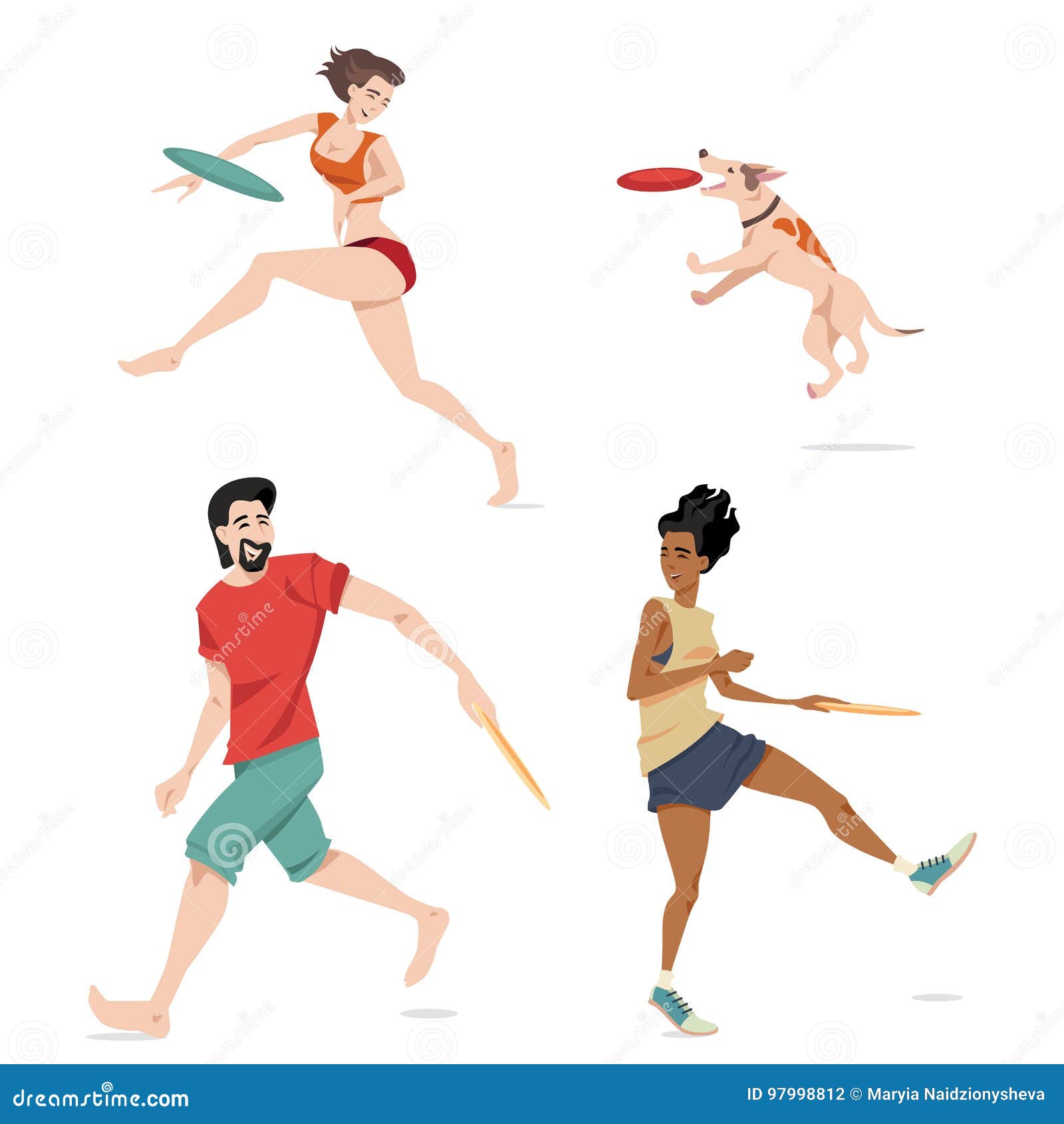 Illustrations of People Playing Flying Disc. Stock Vector ...