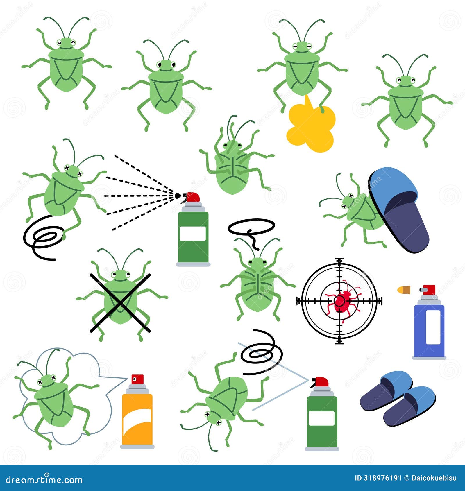 A Collection of Cute Illustrations of Stink Bugs, Stock Vector ...