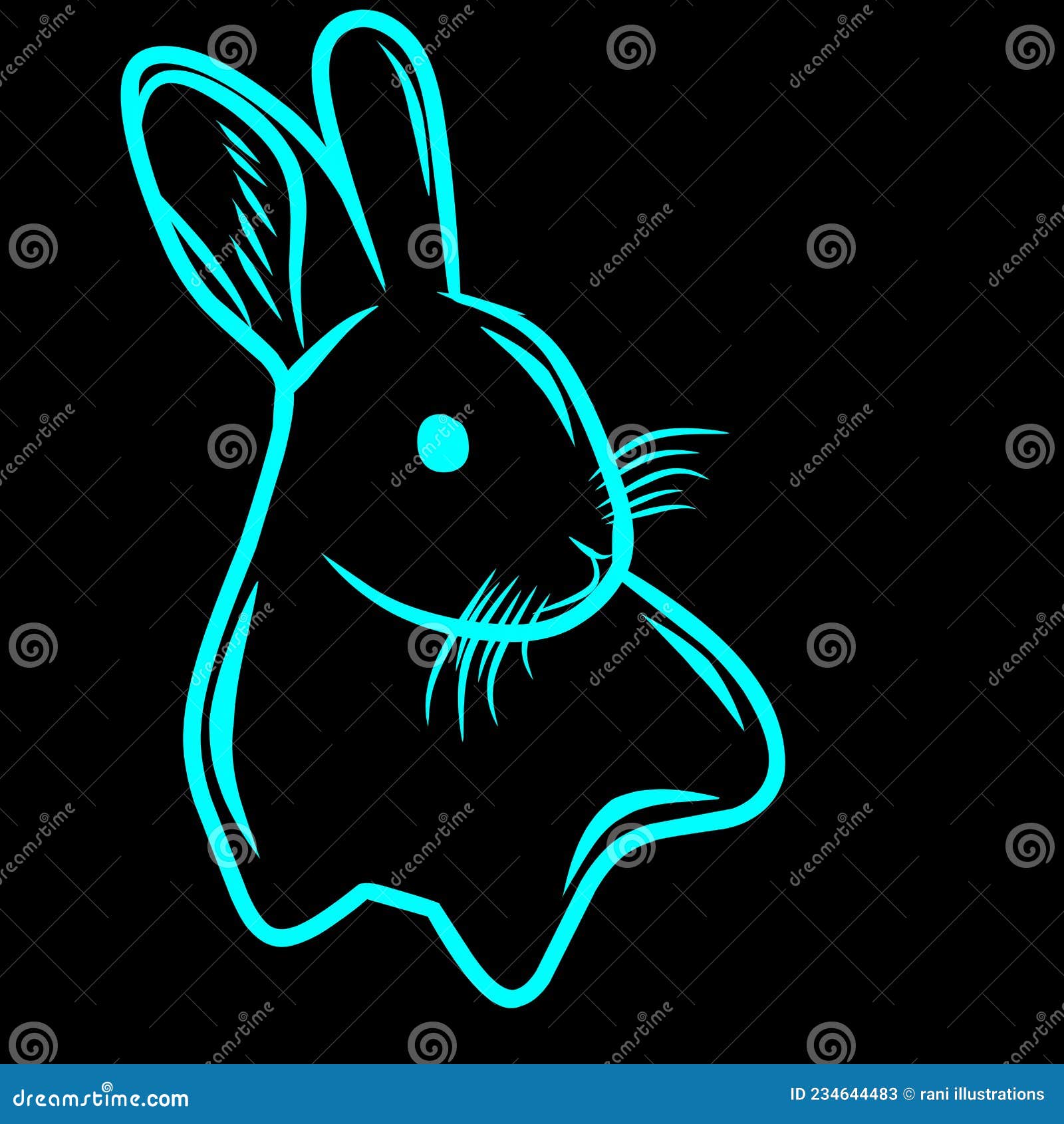 Illustrations of Rabbits Line Art Stock Illustration - Illustration of ...