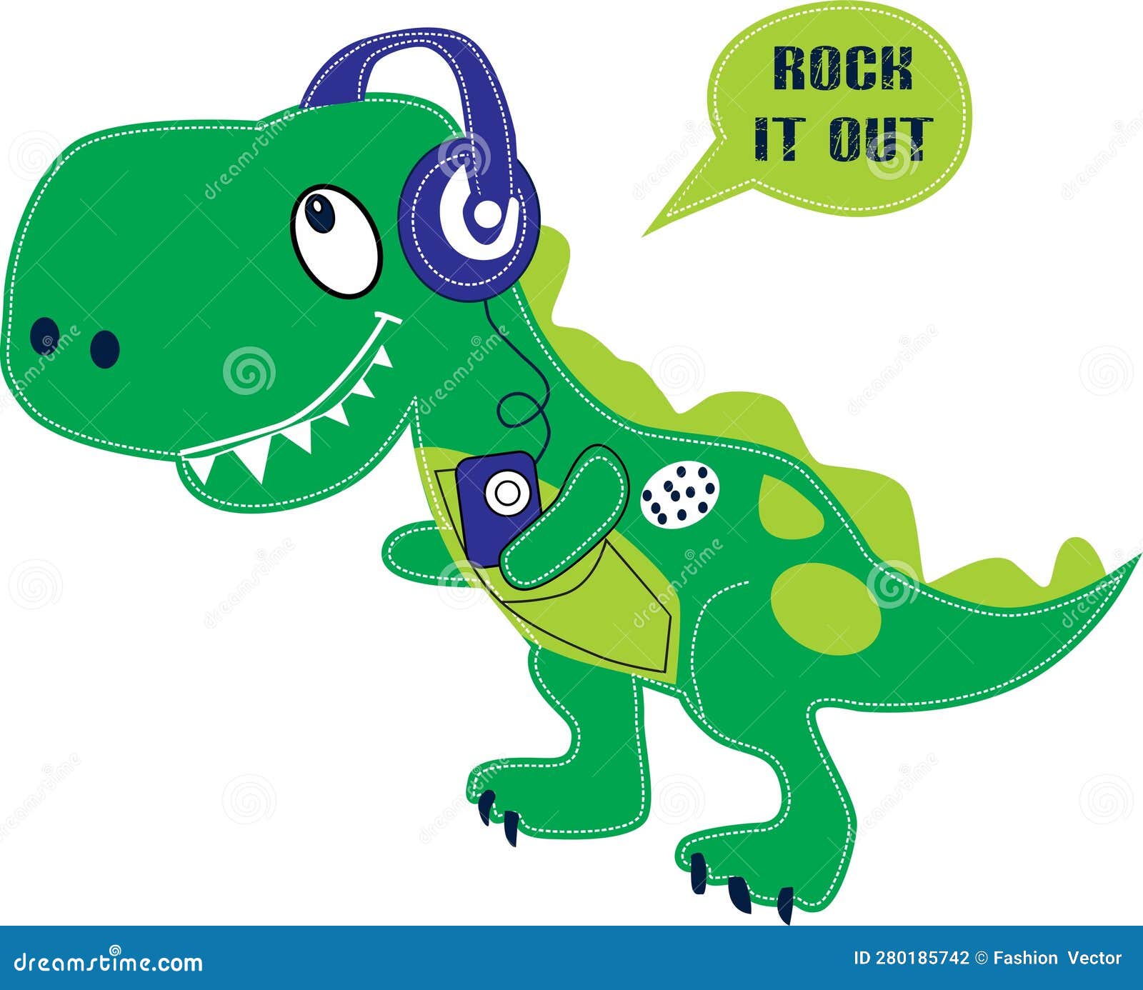 Dino Rock. Tyrannosaurus Sings Song. Dinosaur With Guitar. Ancien ...