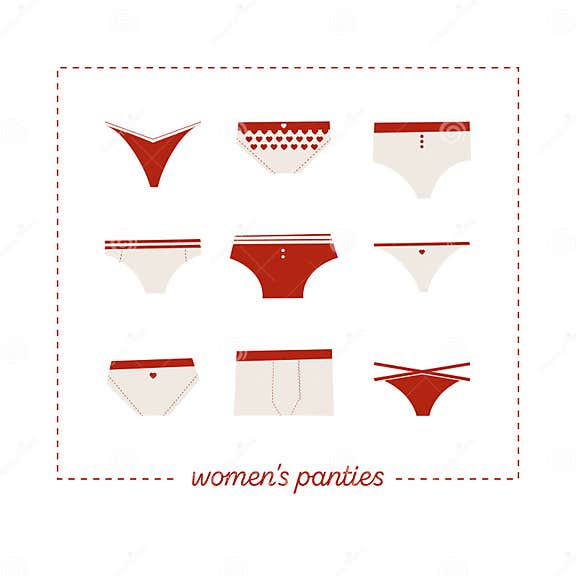 Illustrations Set Of Different Types Of Women`s Panties Stock Vector