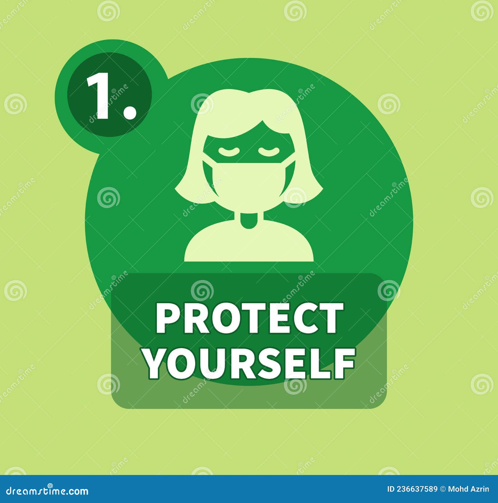 Illustrations of Simple Women Icon with Text PROTECT YOURSELF. Stock ...