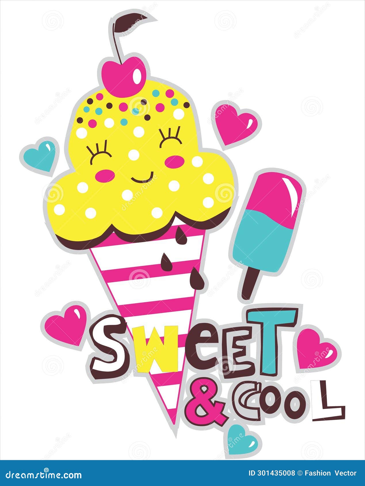 Sweet Cool Ice Cream Print Vector Art Design Stock Vector ...