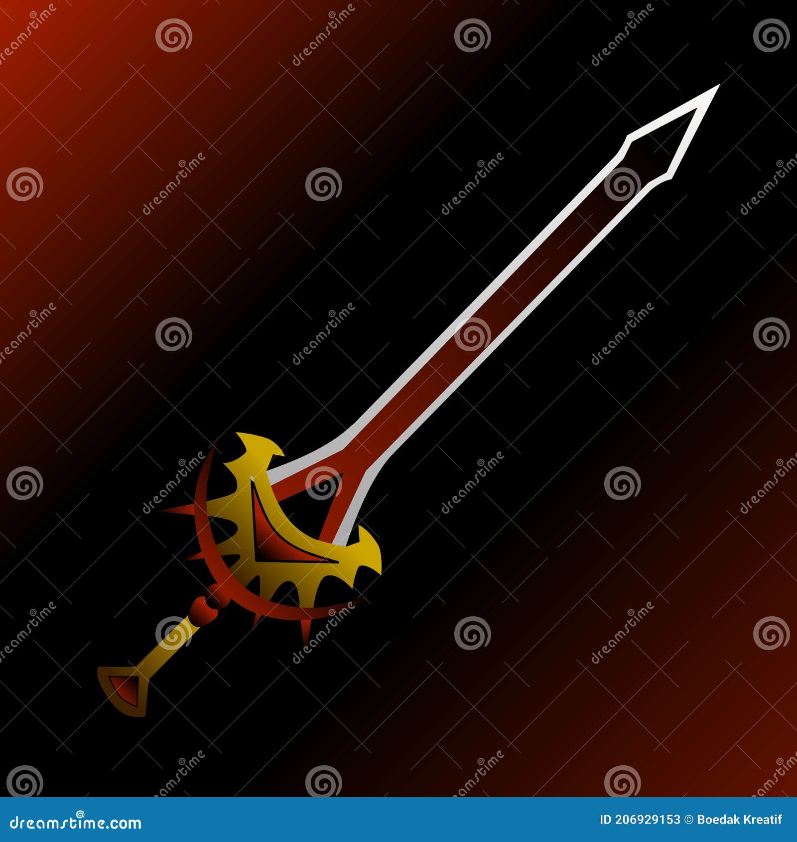 Illustrations Swords with Eye-catching Styles and Fiery Colors Stock ...