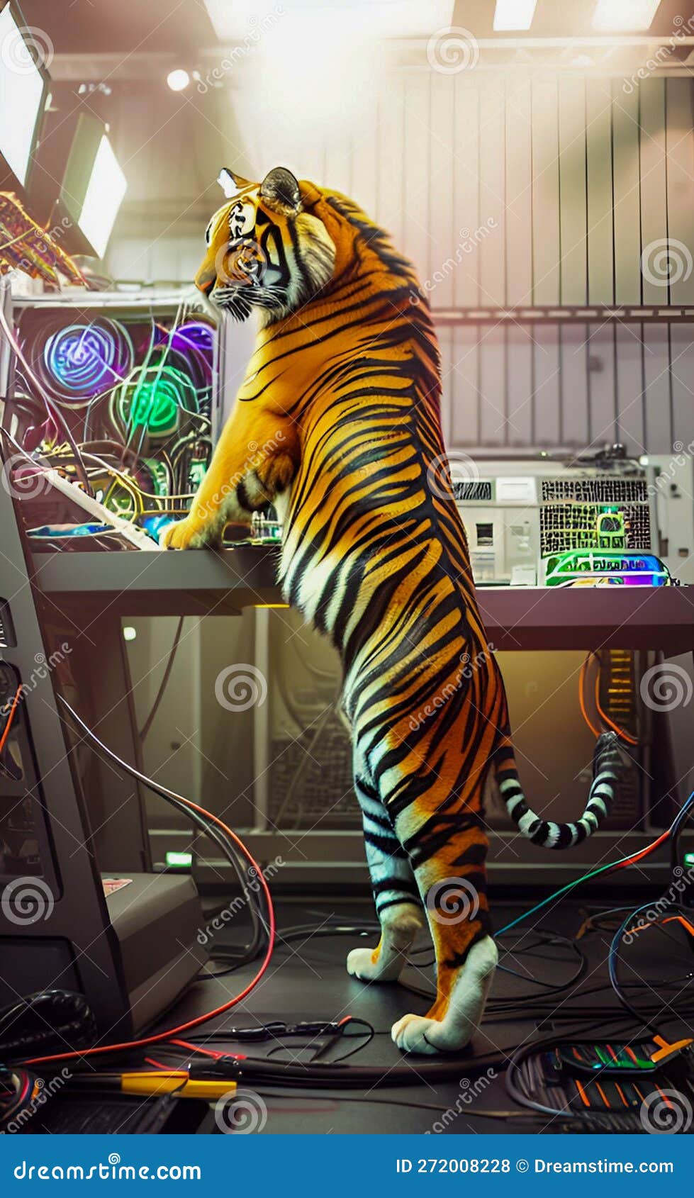Tiger in the office stock illustration. Illustration of computer ...