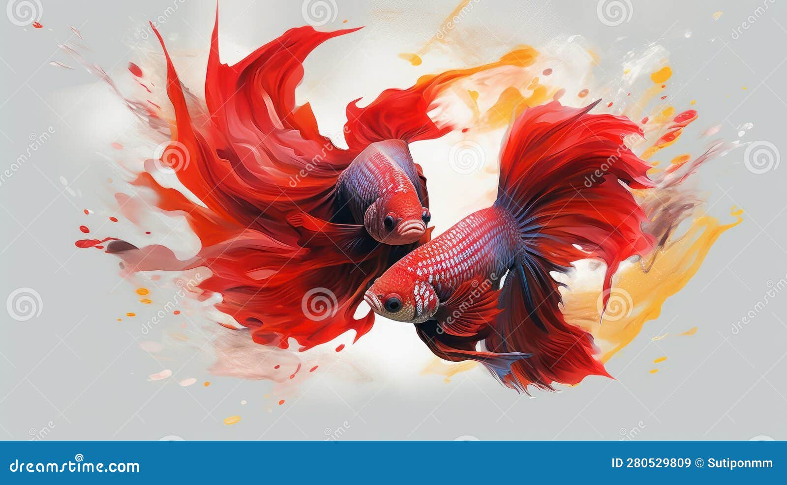 Illustrations of Two Betta Fish with Ai Generated Stock Illustration ...