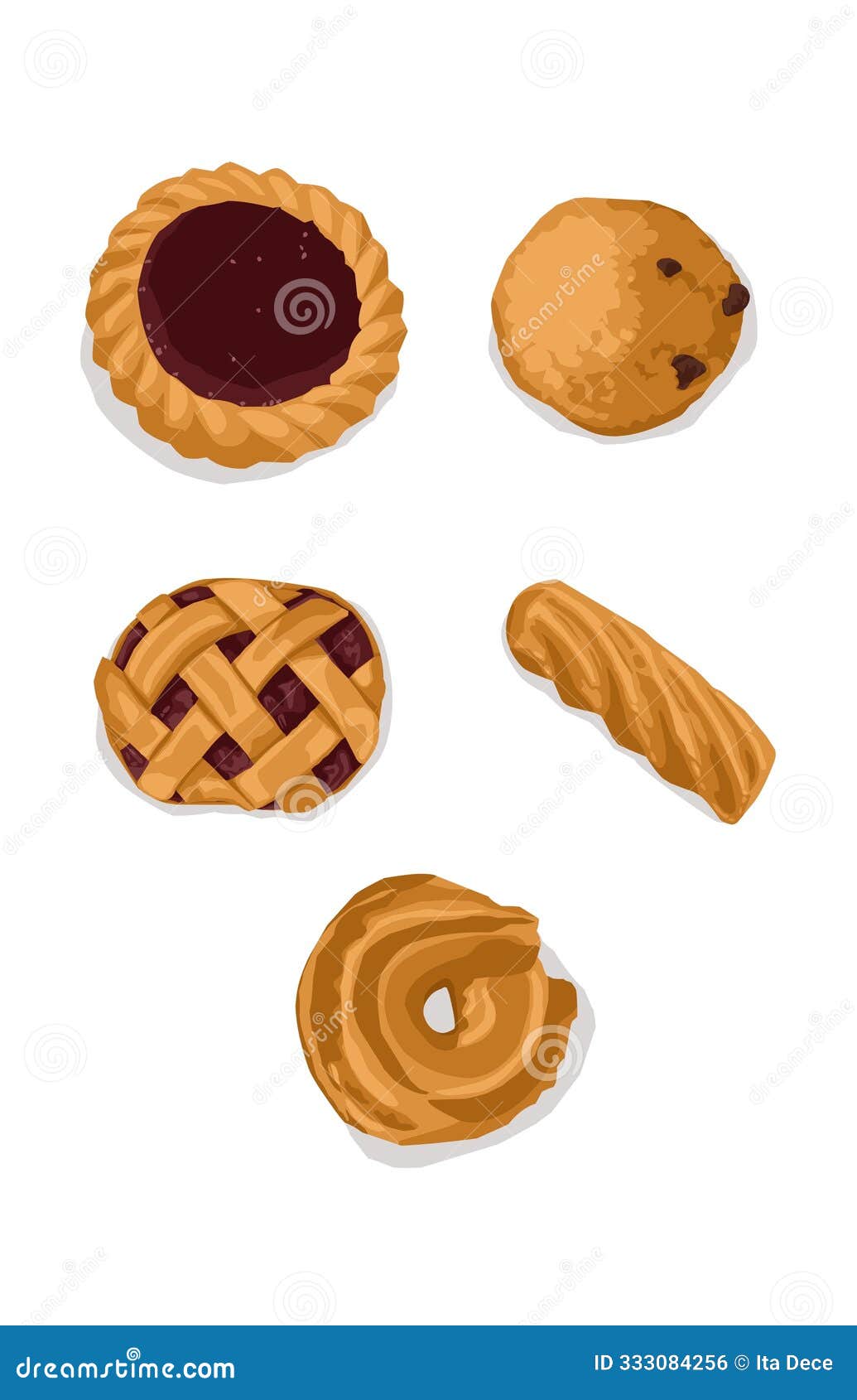 Illustrations of Various Types of Delicious Butter Cookies Stock Vector ...