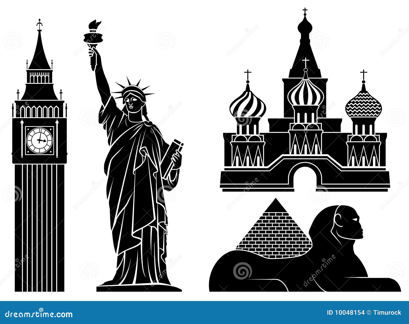 Illustrations Of World's Famous Places (set 2). Stock Images - Image ...