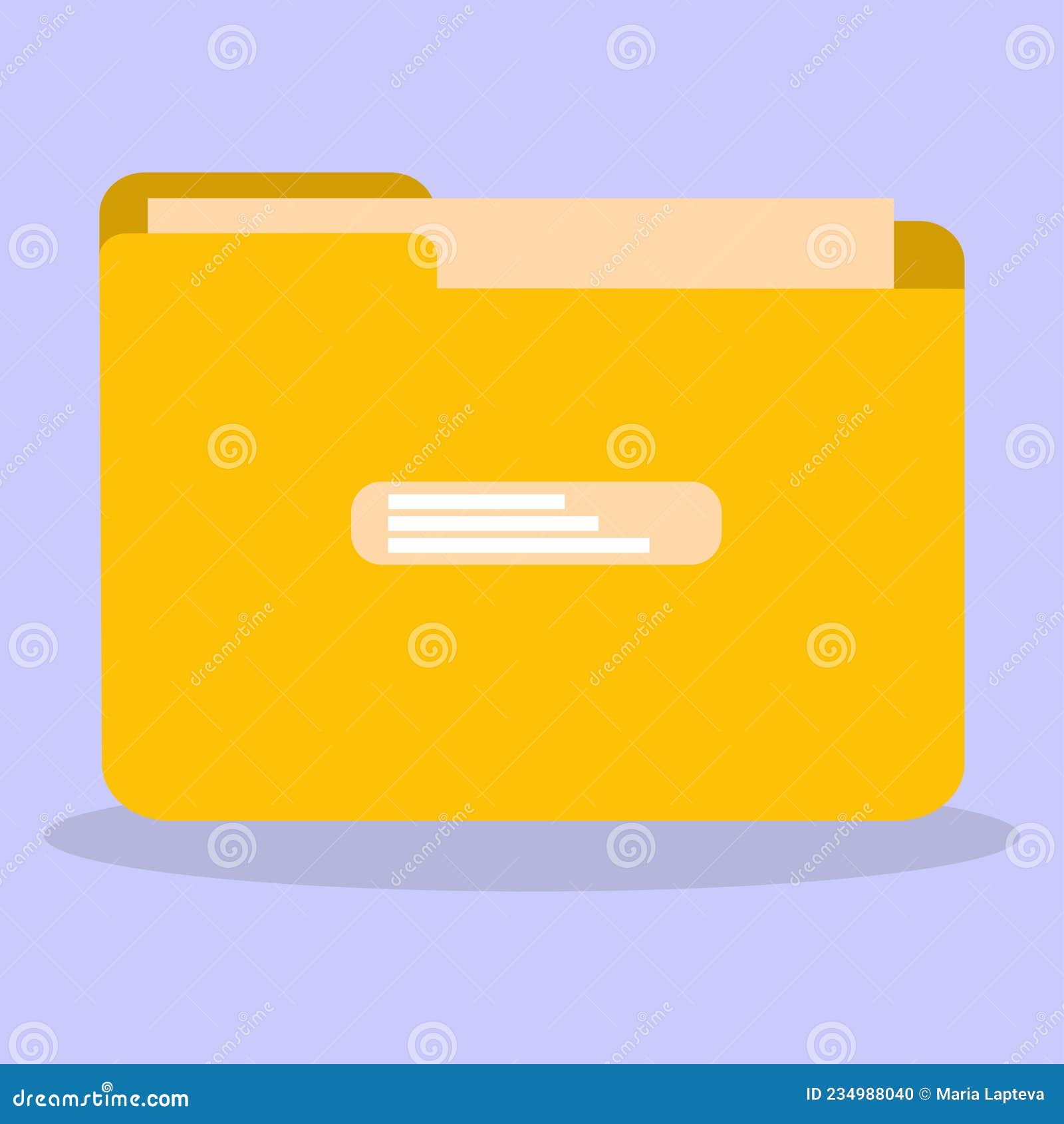 Illustrations of a Yellow Folder with Documents. Front View Stock ...