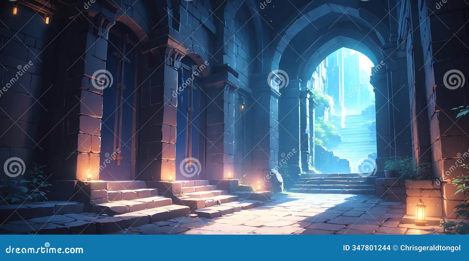 Illustrative Albedo Breathtaking Panoramic View of a Dungeon a Ai ...