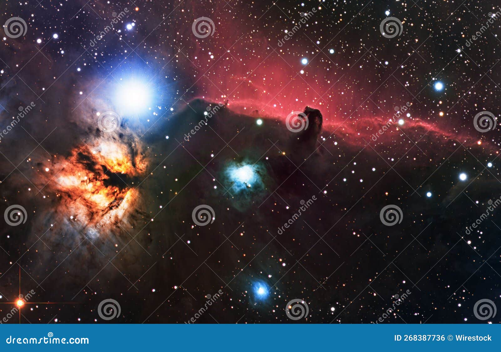 Illustrative Background of the Cosmos with Dark Clouds and Shiny Stars ...