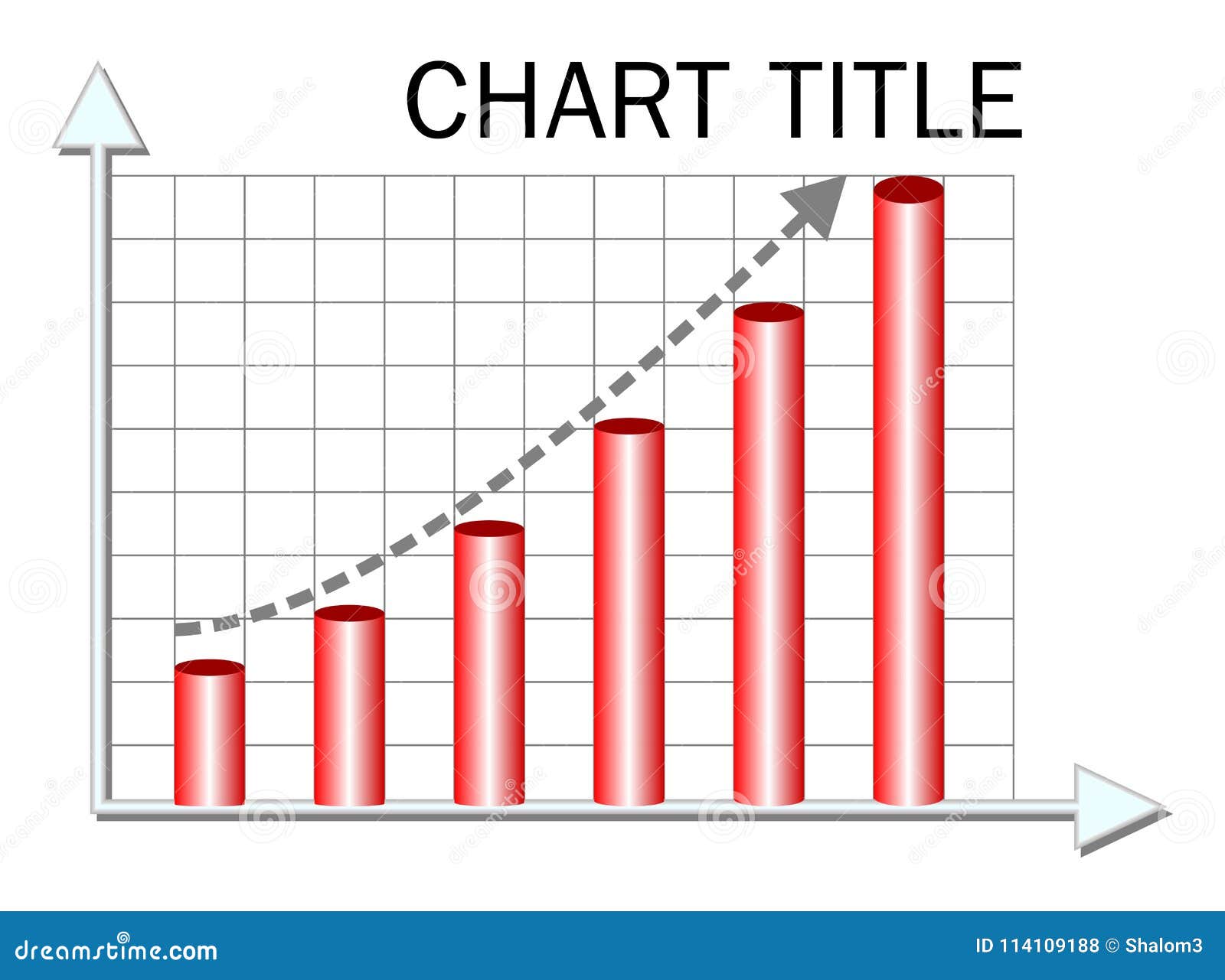 Illustrative Chart, Template with Red Columns and Rising Trend Curve ...