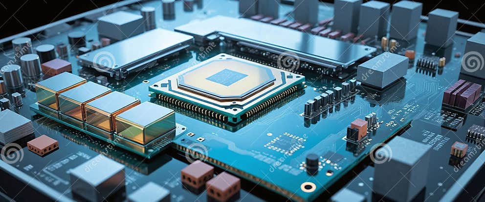 Illustrative Color Illustration of a Close-up of a Computer Processor ...
