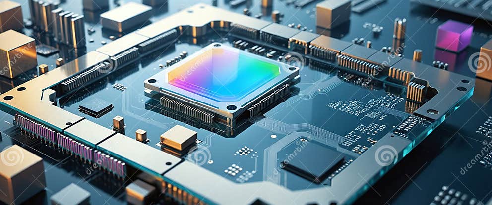 Illustrative Color Illustration of a Close-up of a Computer Processor ...
