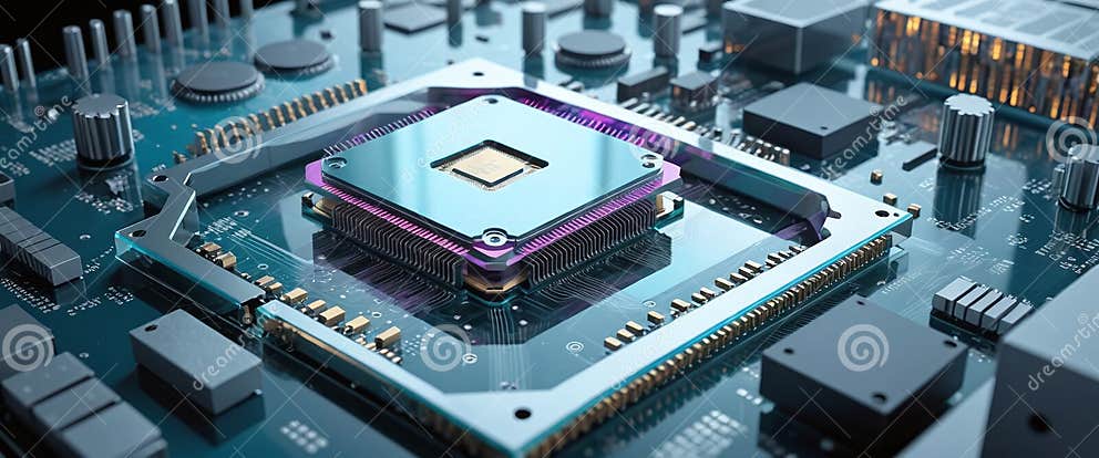 Illustrative Color Illustration of a Close-up of a Computer Processor ...