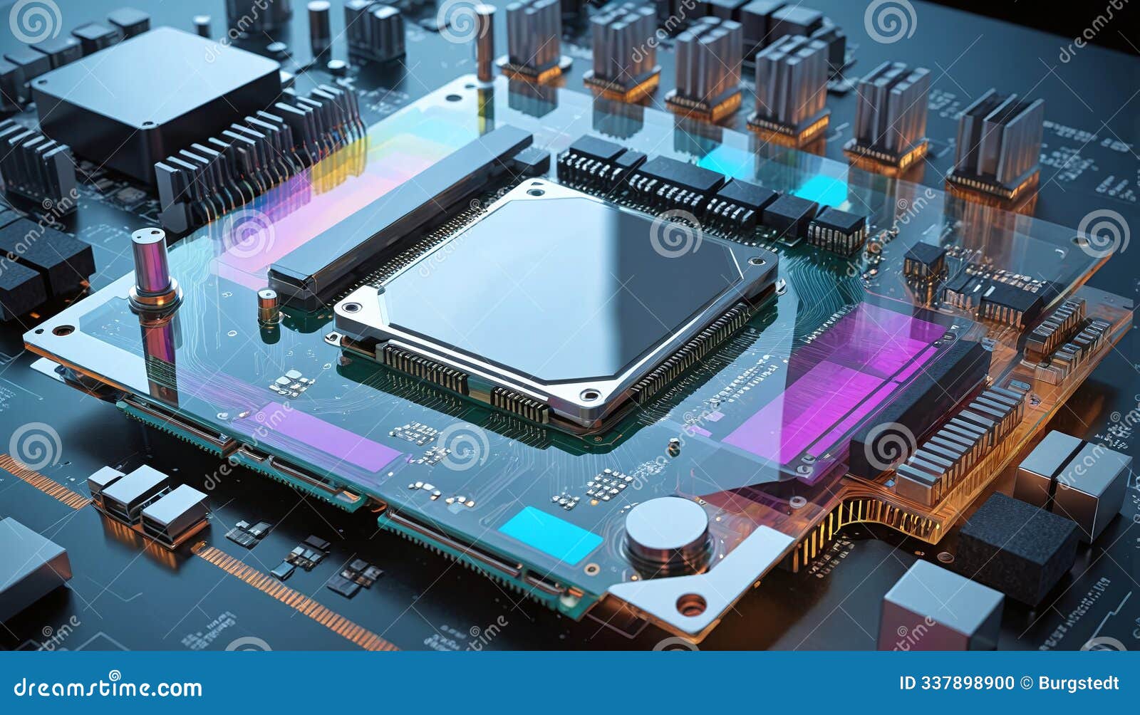 Illustrative Color Illustration of a Close-up of a Computer Processor ...