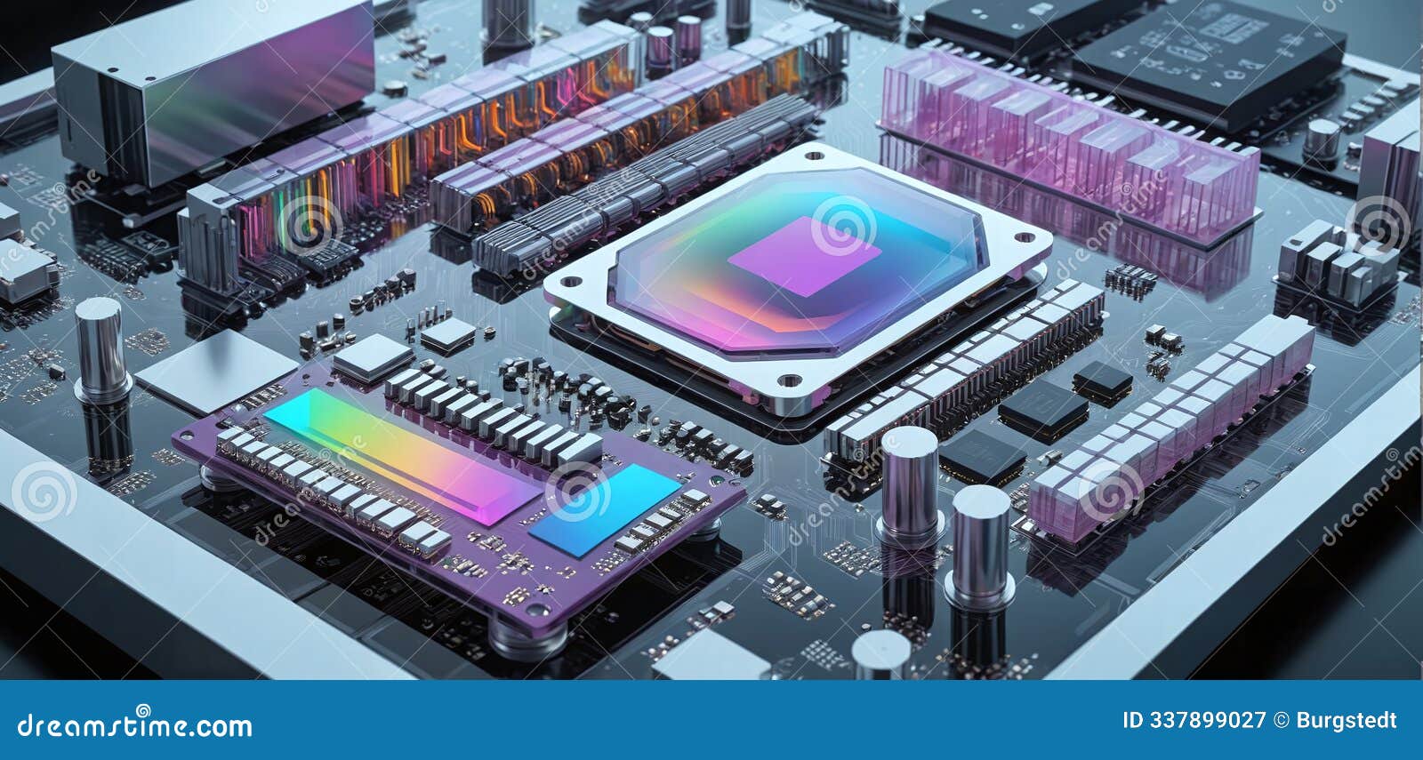 Illustrative Color Illustration of a Close-up of a Computer Processor ...