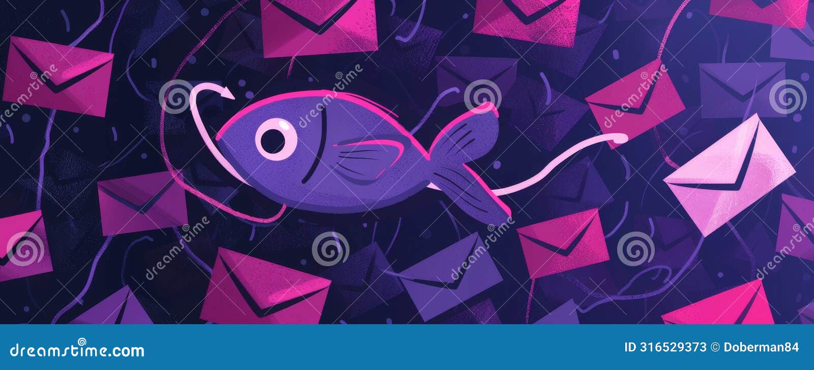 Illustrative Concept of Phishing Alert Using a Fish and Envelopes in a ...