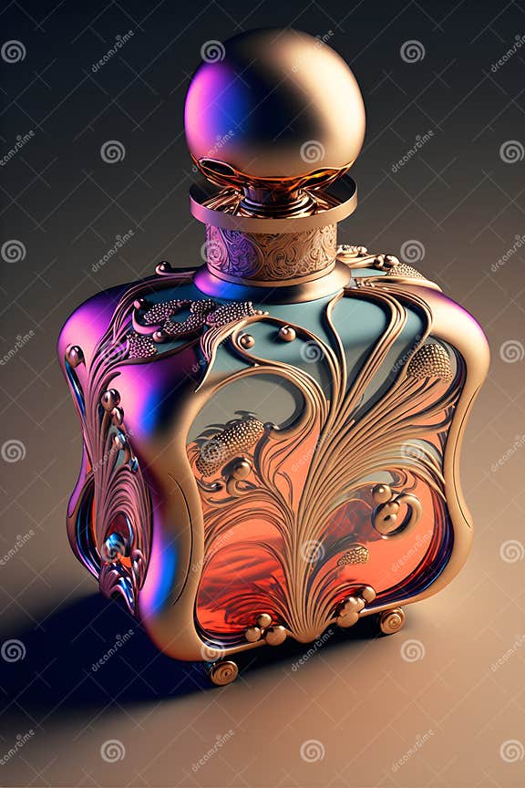 Illustrative 3D Drawing of a Perfume Bottle. Plain Background Stock ...