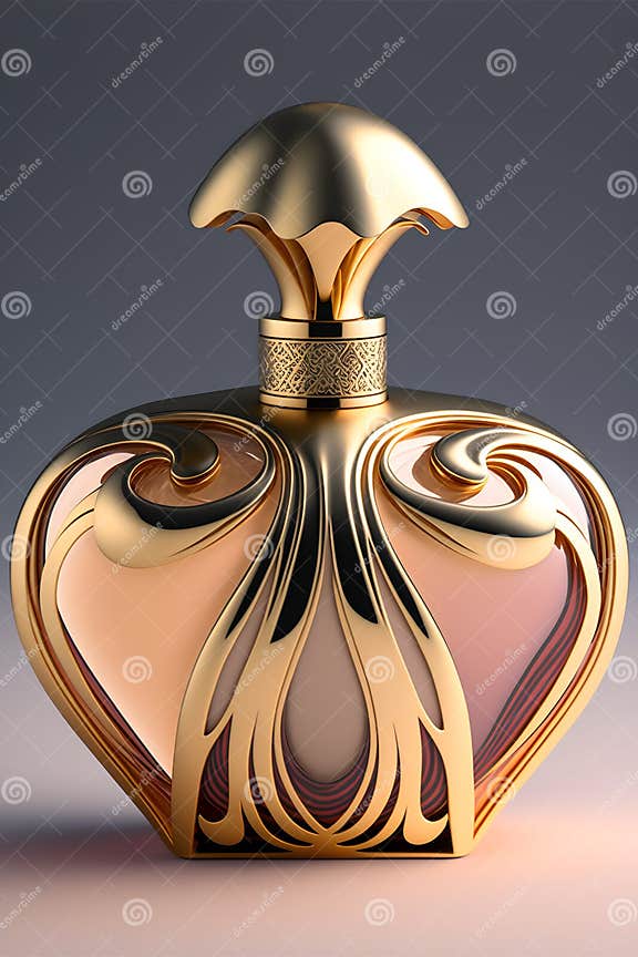 Illustrative 3D Drawing of a Perfume Bottle. Plain Background Stock ...