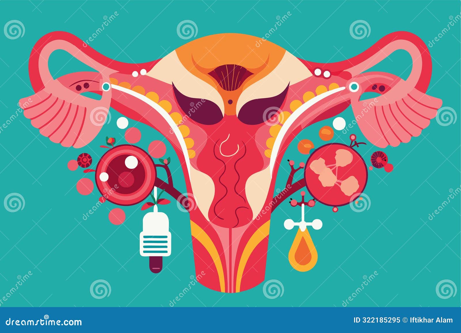 An Illustrative Depiction Of The Female Reproductive System Featuring