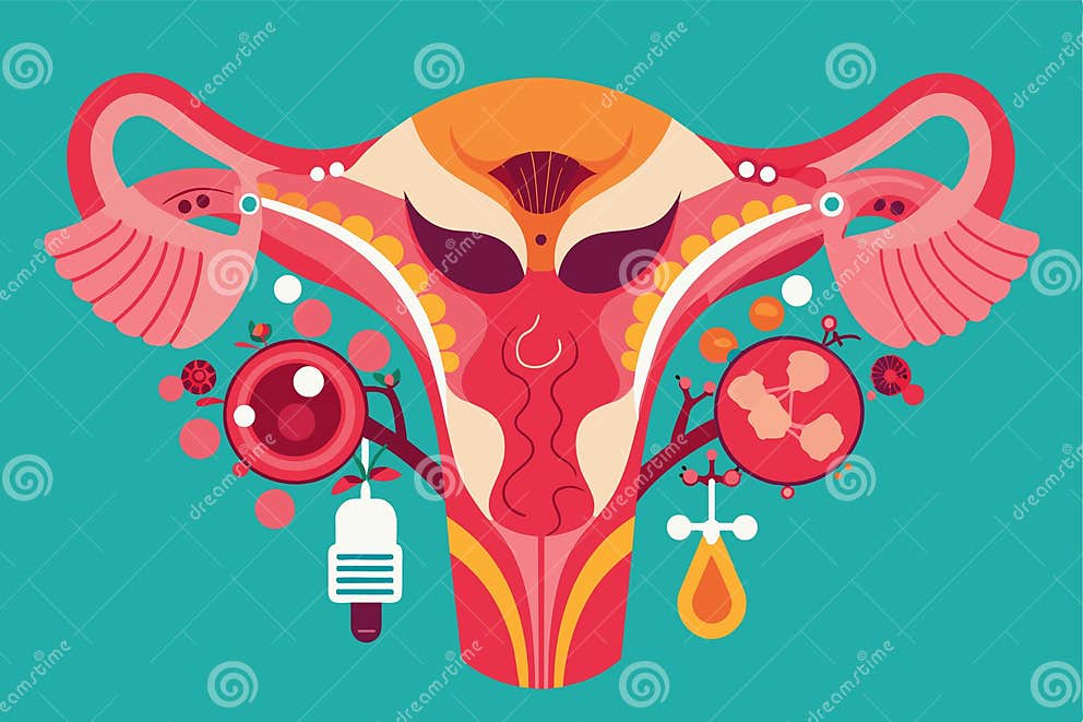 An Illustrative Depiction Of The Female Reproductive System Featuring