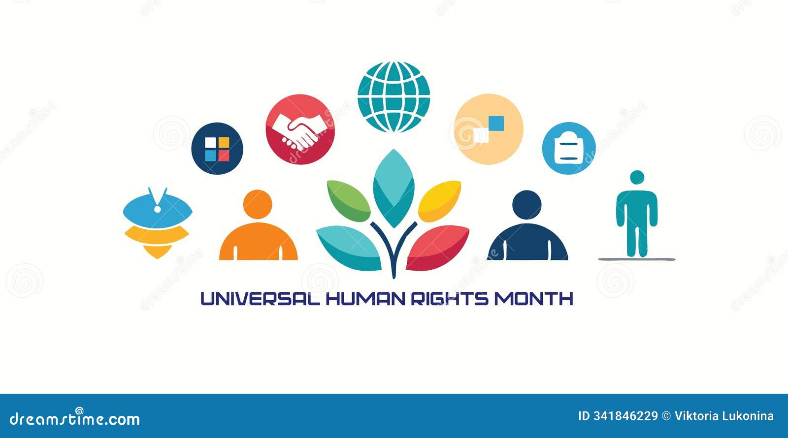 Universal Human Rights Month Concept with Diverse Symbols and Icons for ...
