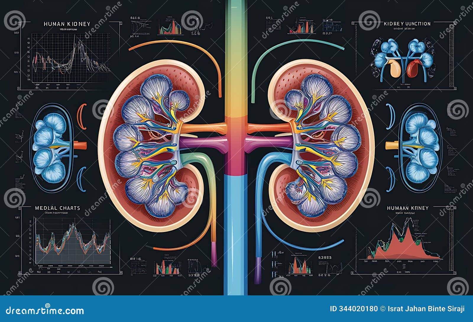 Illustrative Design with Kidney Function and Medical Charts Stock ...