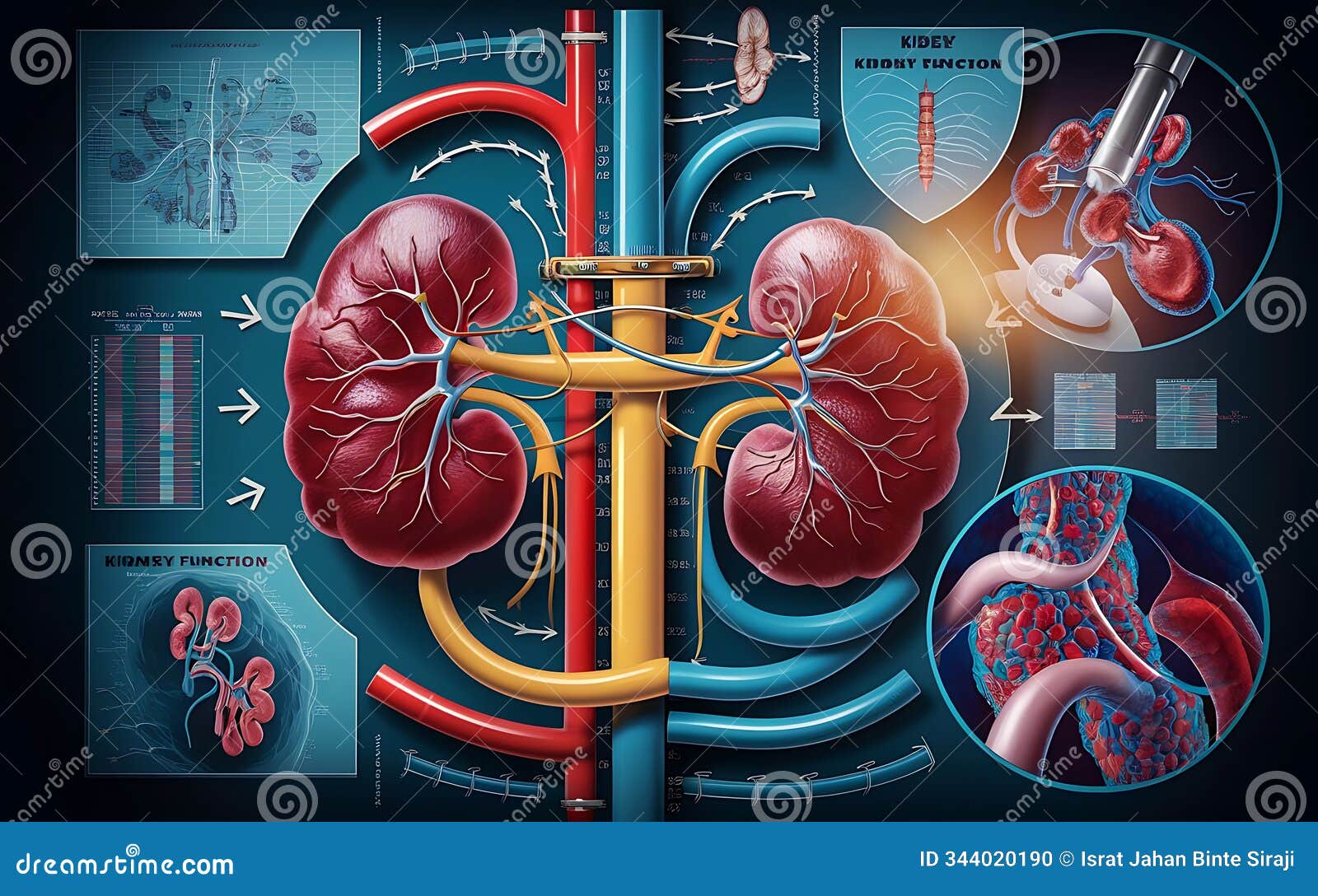 Illustrative Design with Kidney Function and Medical Charts Stock ...