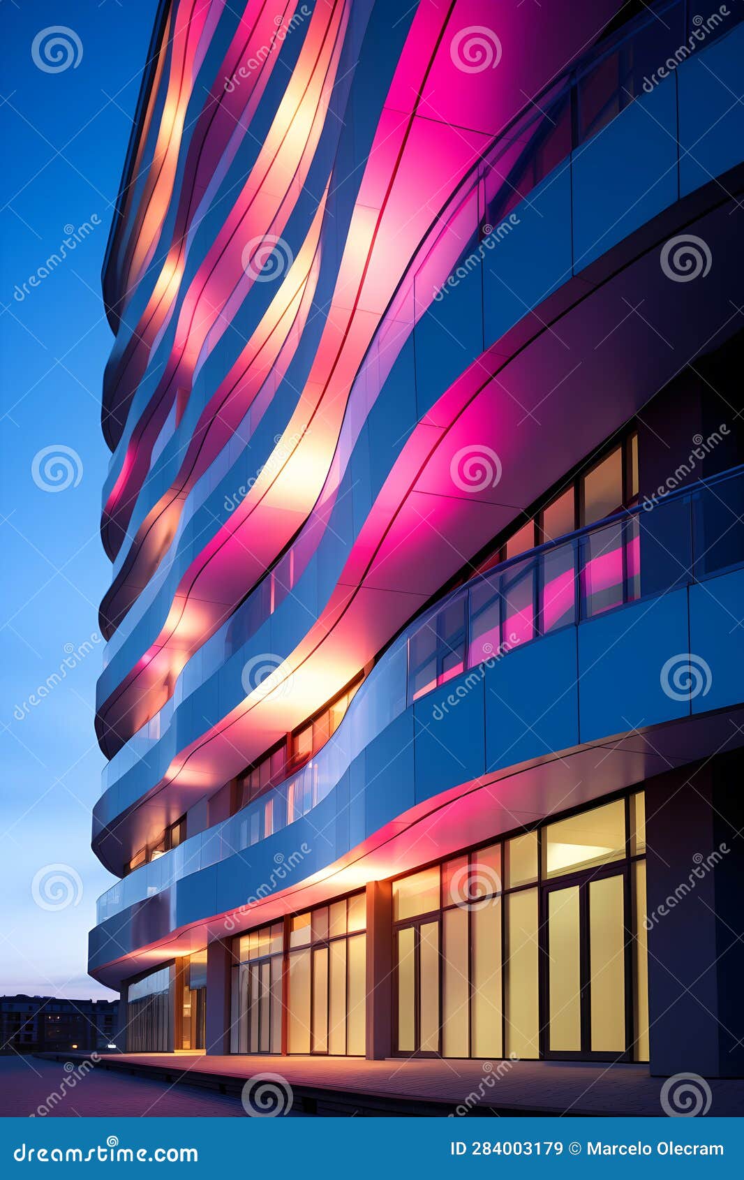 Illustrative Design of an Office Building with Multiple Windows. Modern ...