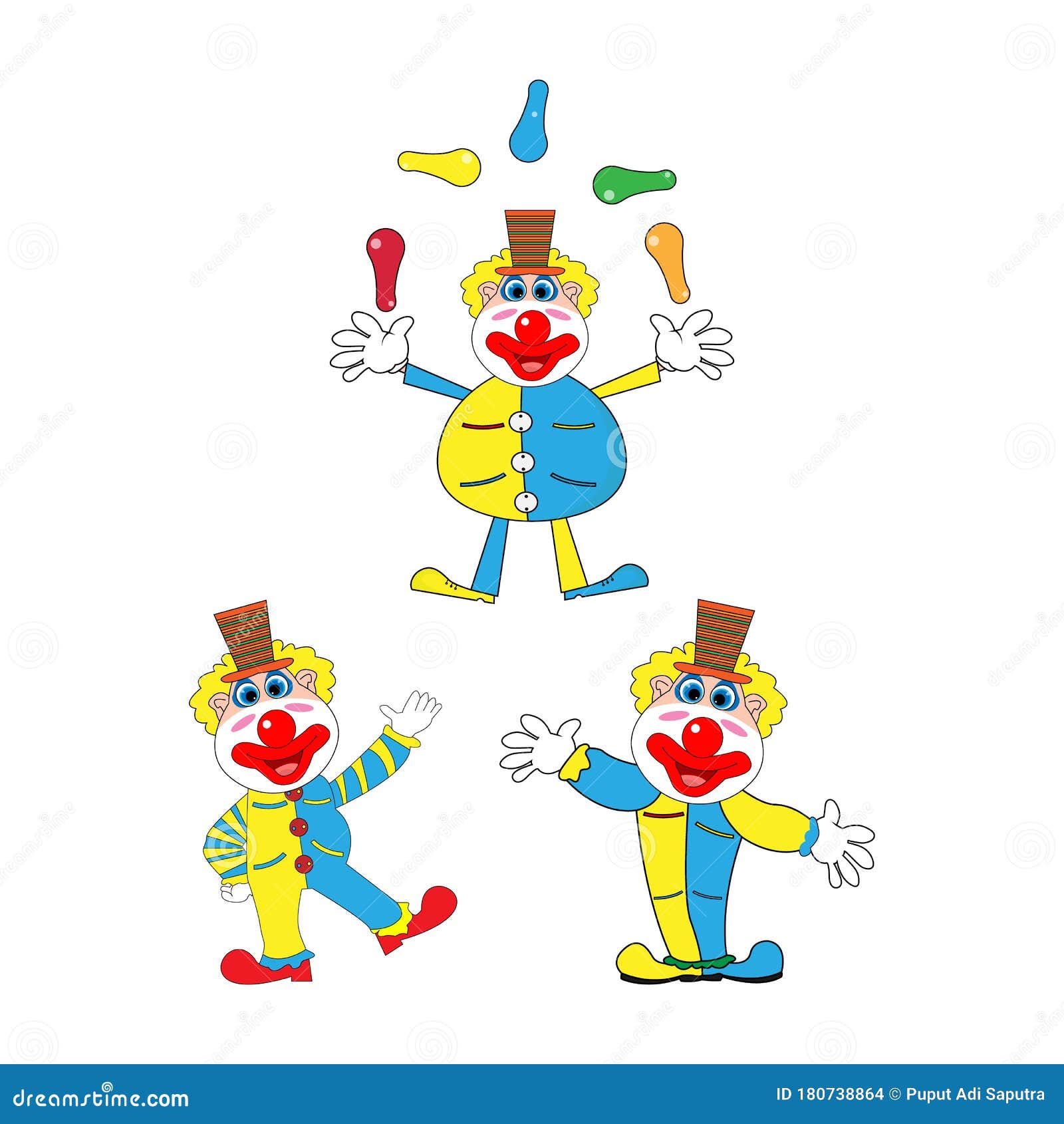 Illustrative Design of Various Forms of Funny Clown Characters Stock ...
