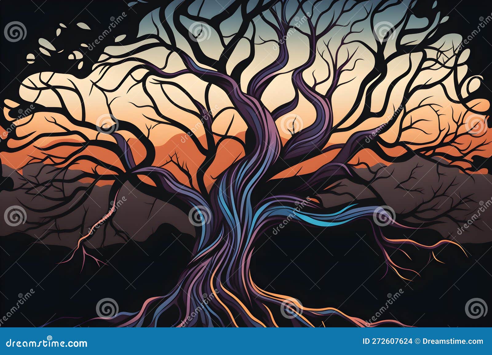 Illustrative Drawing of a Tree. Modern and Colorful Design Concept ...