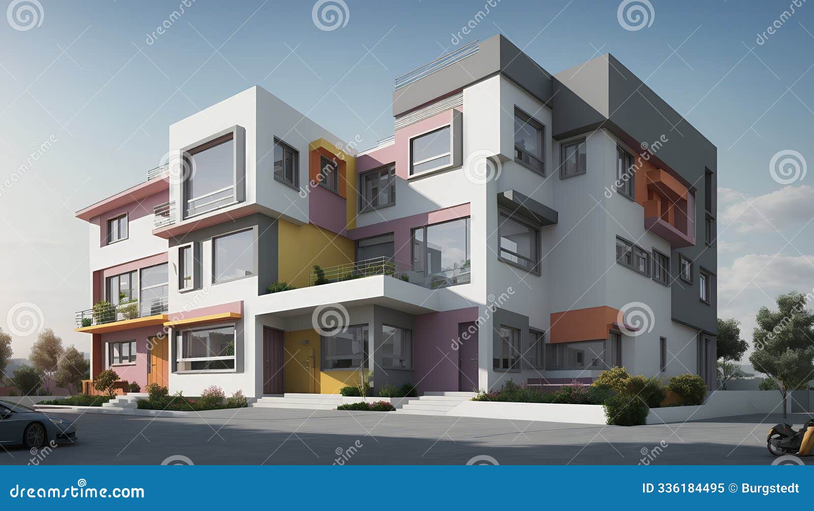 Illustrative Frontal View of a New, Modern and Clearly Architecturally ...