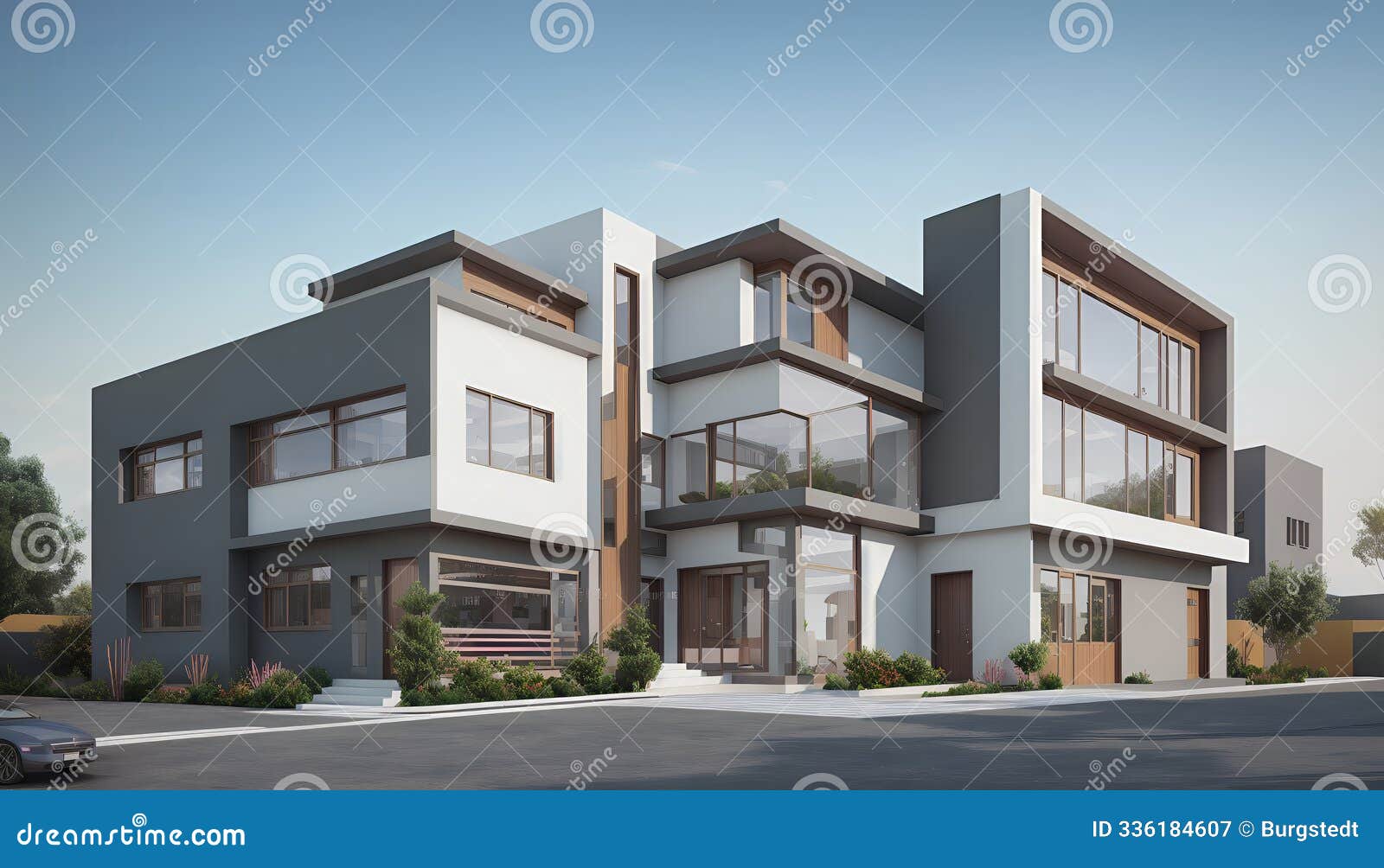 Illustrative Frontal View of a New, Modern and Clearly Architecturally ...