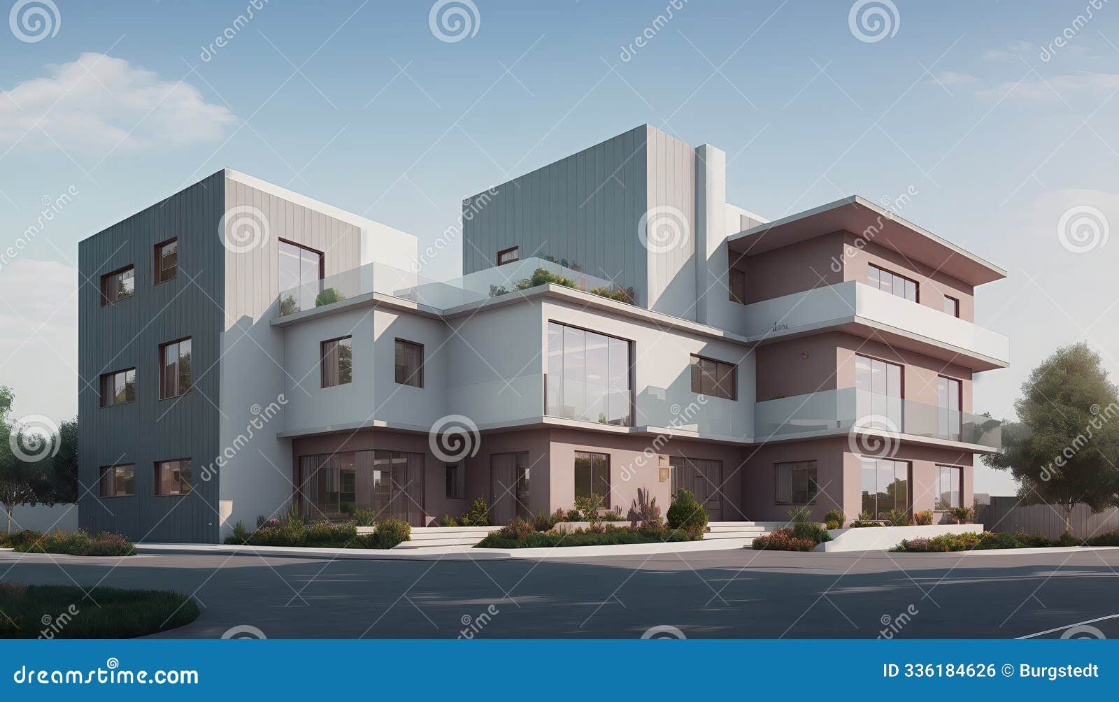 Illustrative Frontal View of a New, Modern and Clearly Architecturally ...