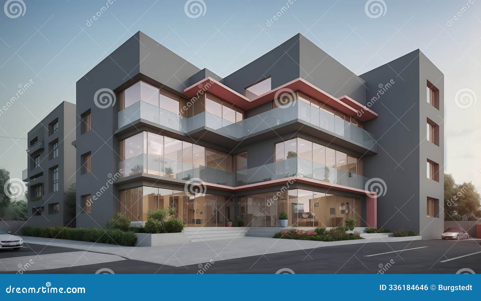 Illustrative Frontal View Of A New, Modern And Clearly Architecturally ...
